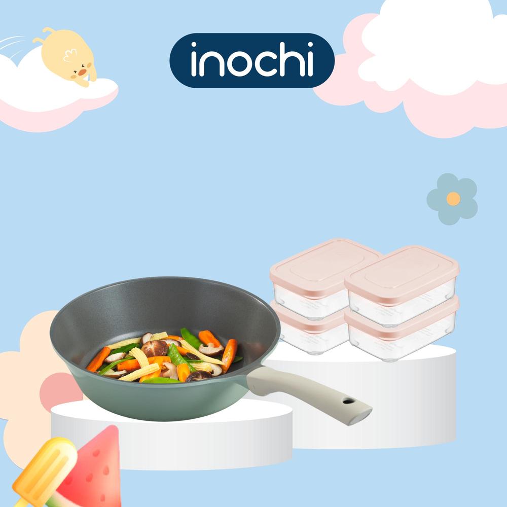 [Độc Quyền Linh Nhà Cửa] Chảo vân đá 28cm Inochi Omi Grey - Tặng 4 hộp ...