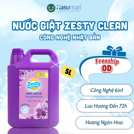 NƯỚC GIẶT XẢ ZESTY CLEAN CÔNG NGHỆ NHẬT BẢN HƯƠNG NGÀN HOA 5KG